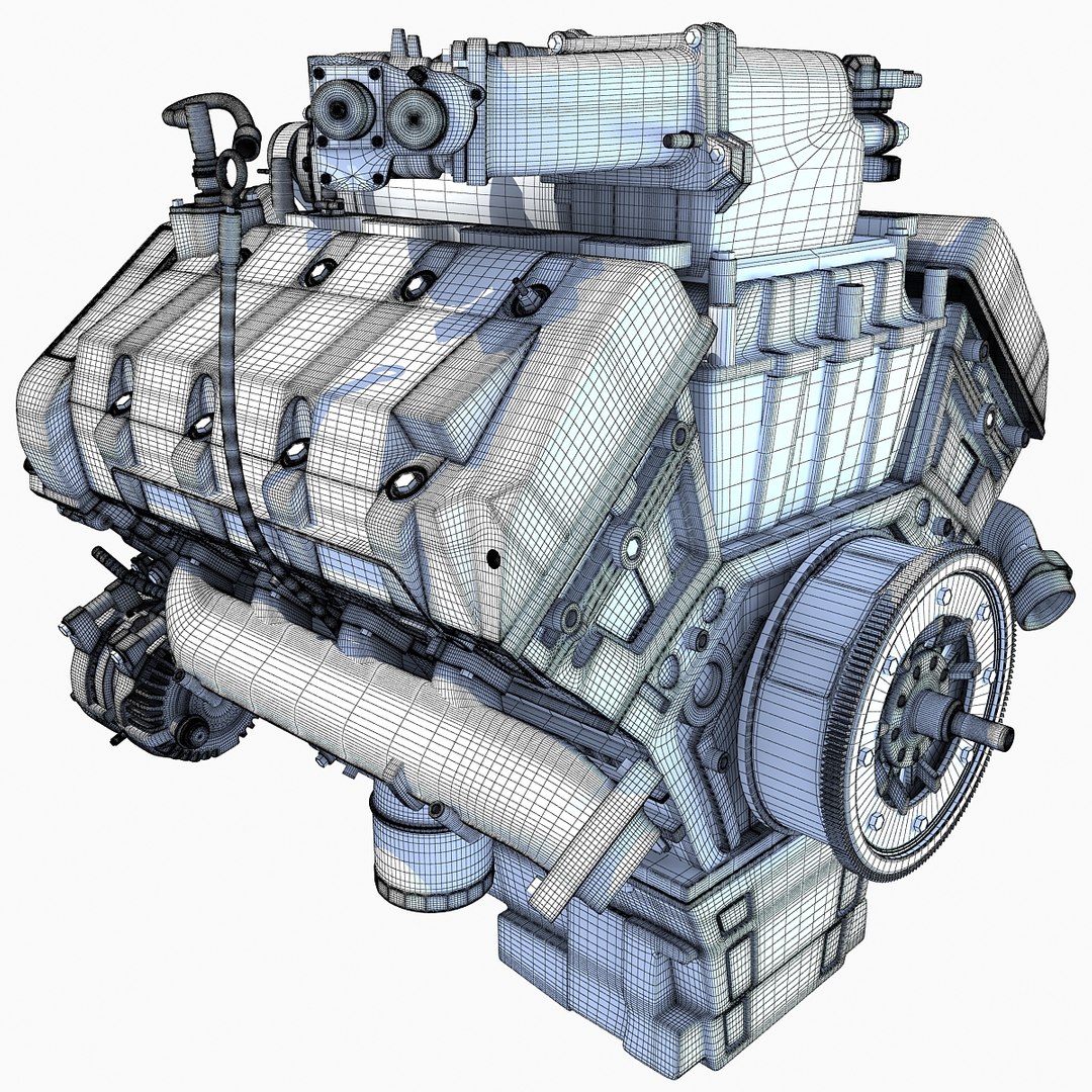 3d model v8 engine