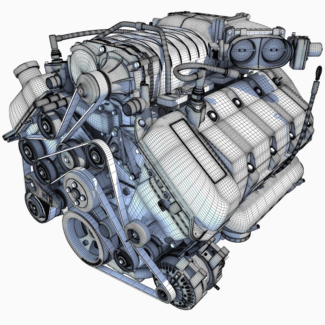 3d model v8 engine