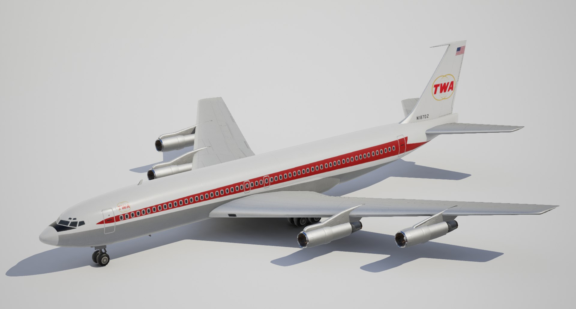 Low-poly Boeing Trans World 3d Obj