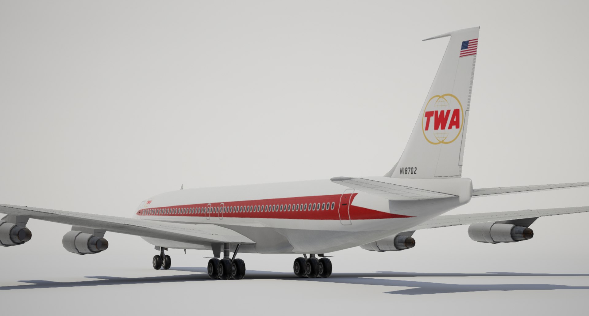 Low-poly Boeing Trans World 3d Obj