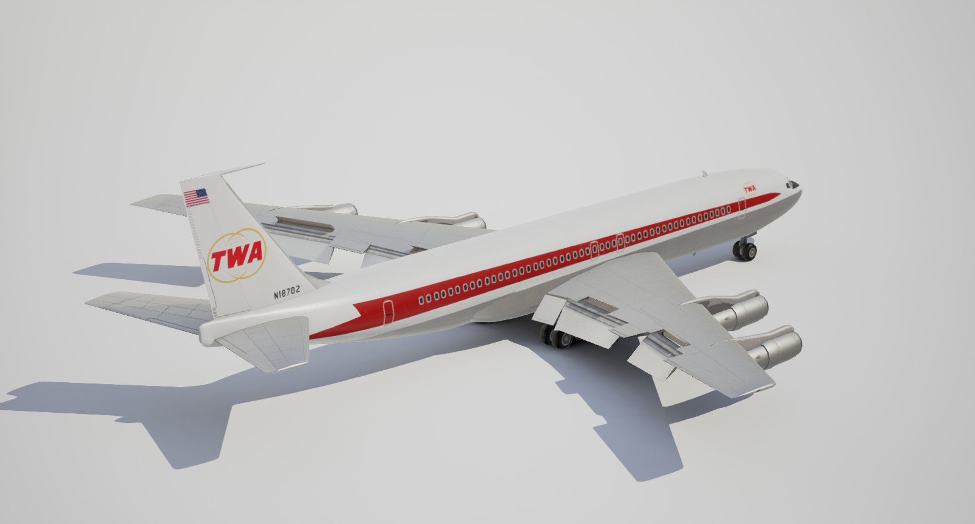 Low-poly Boeing Trans World 3d Obj