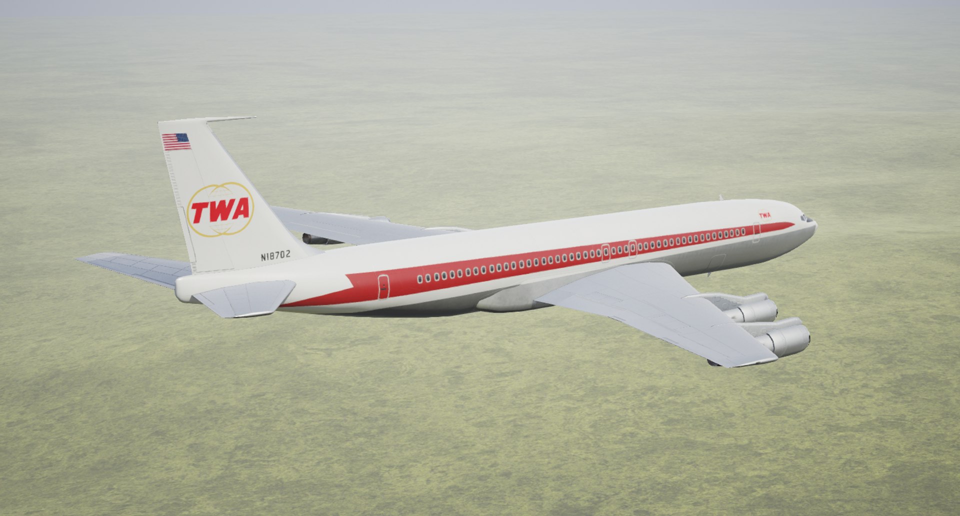 Low-poly Boeing Trans World 3d Obj