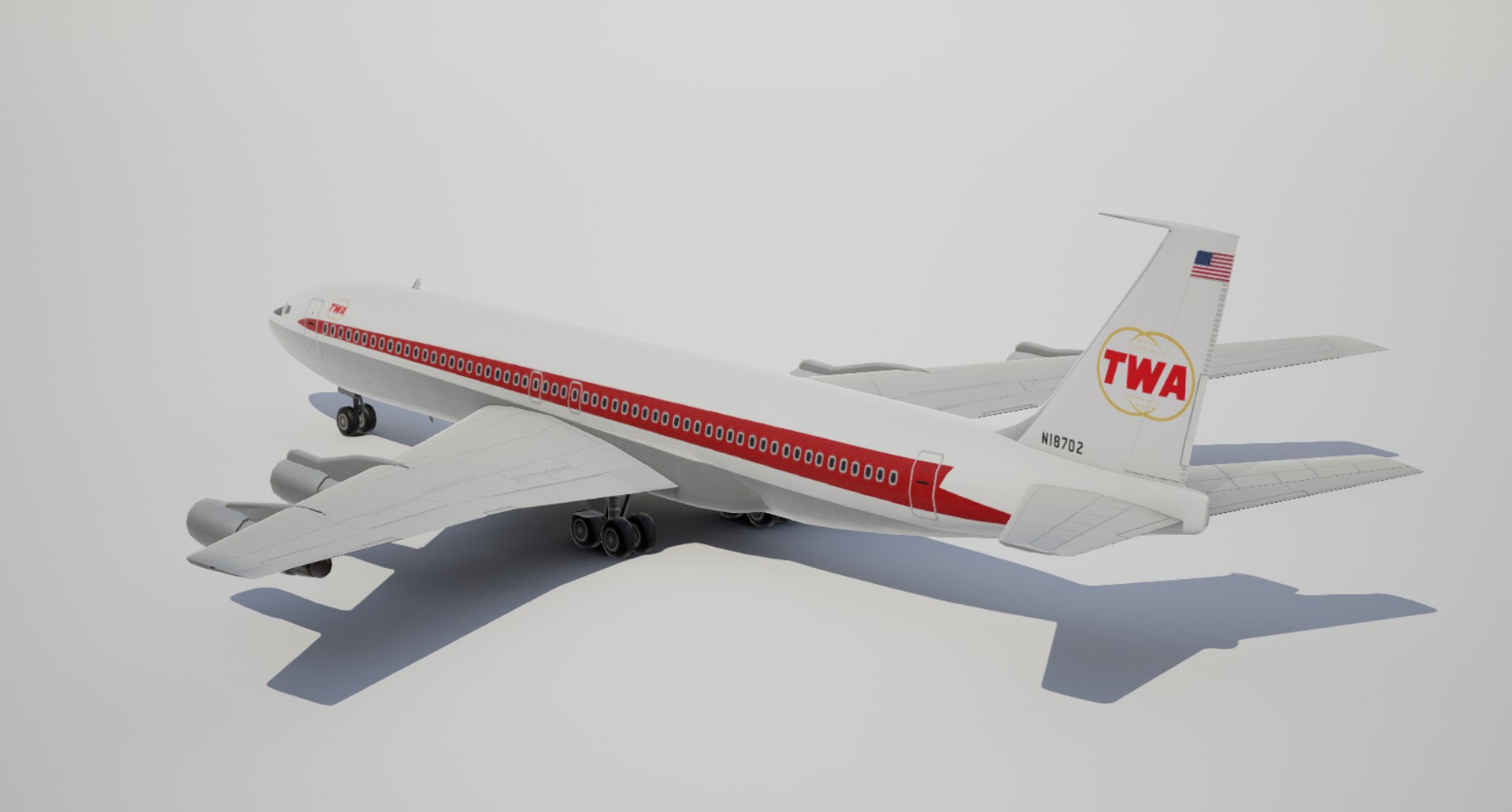 Low-poly Boeing Trans World 3d Obj