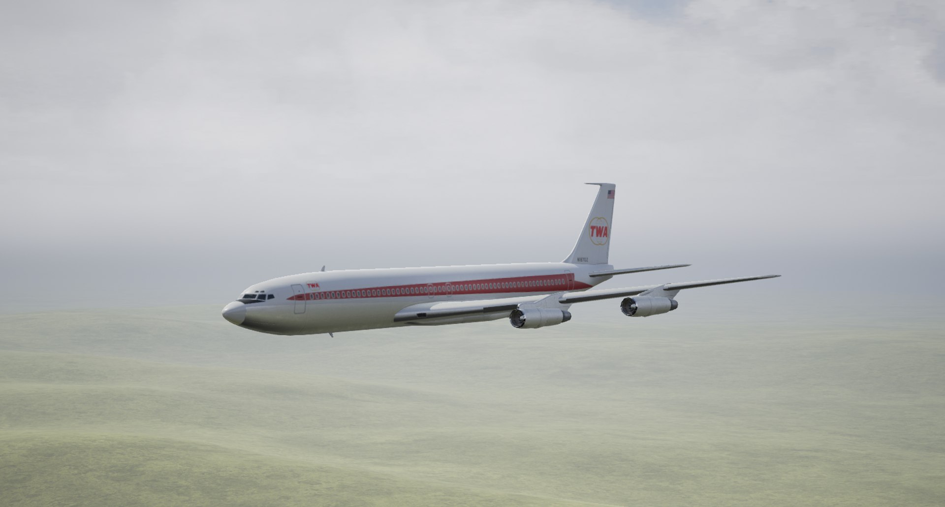 Low-poly Boeing Trans World 3d Obj