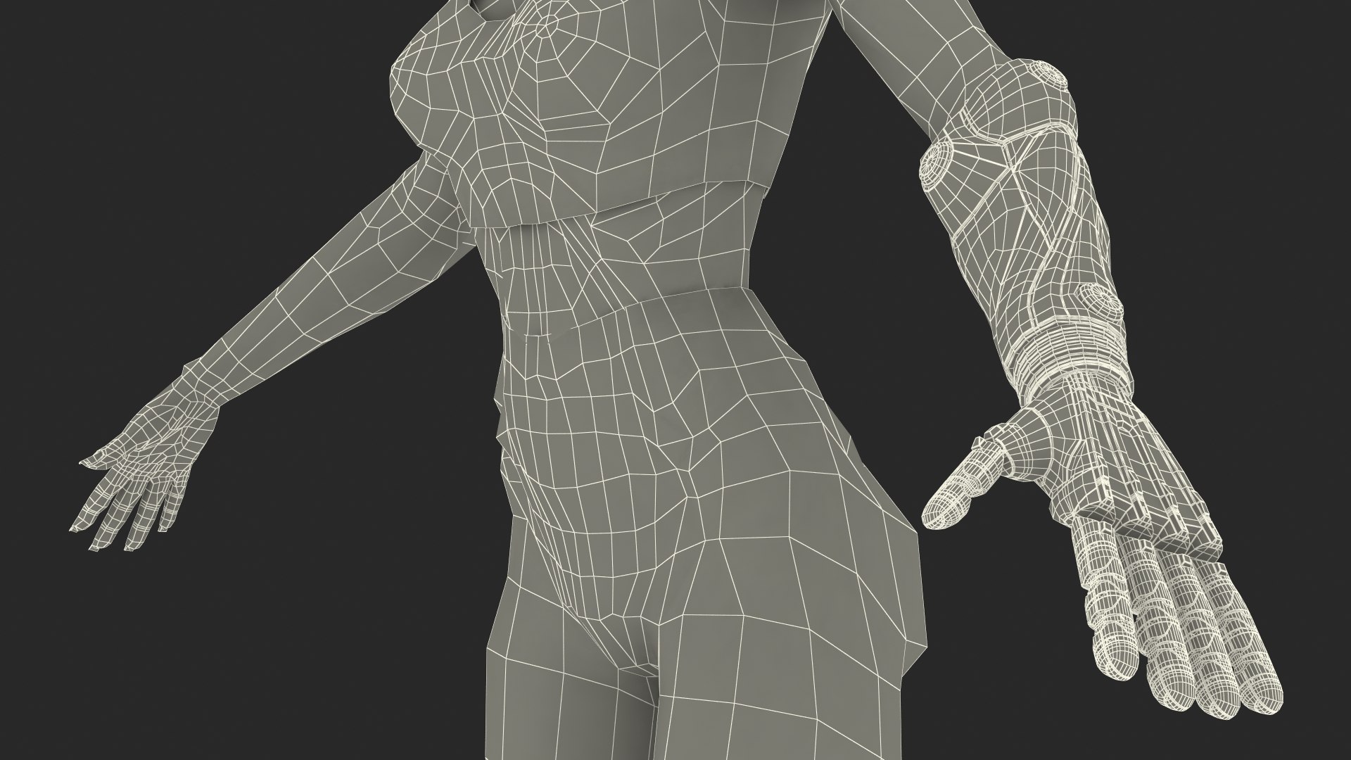 3D Woman with Mind Controlled Prosthetic Arm A-pose - TurboSquid 2132285