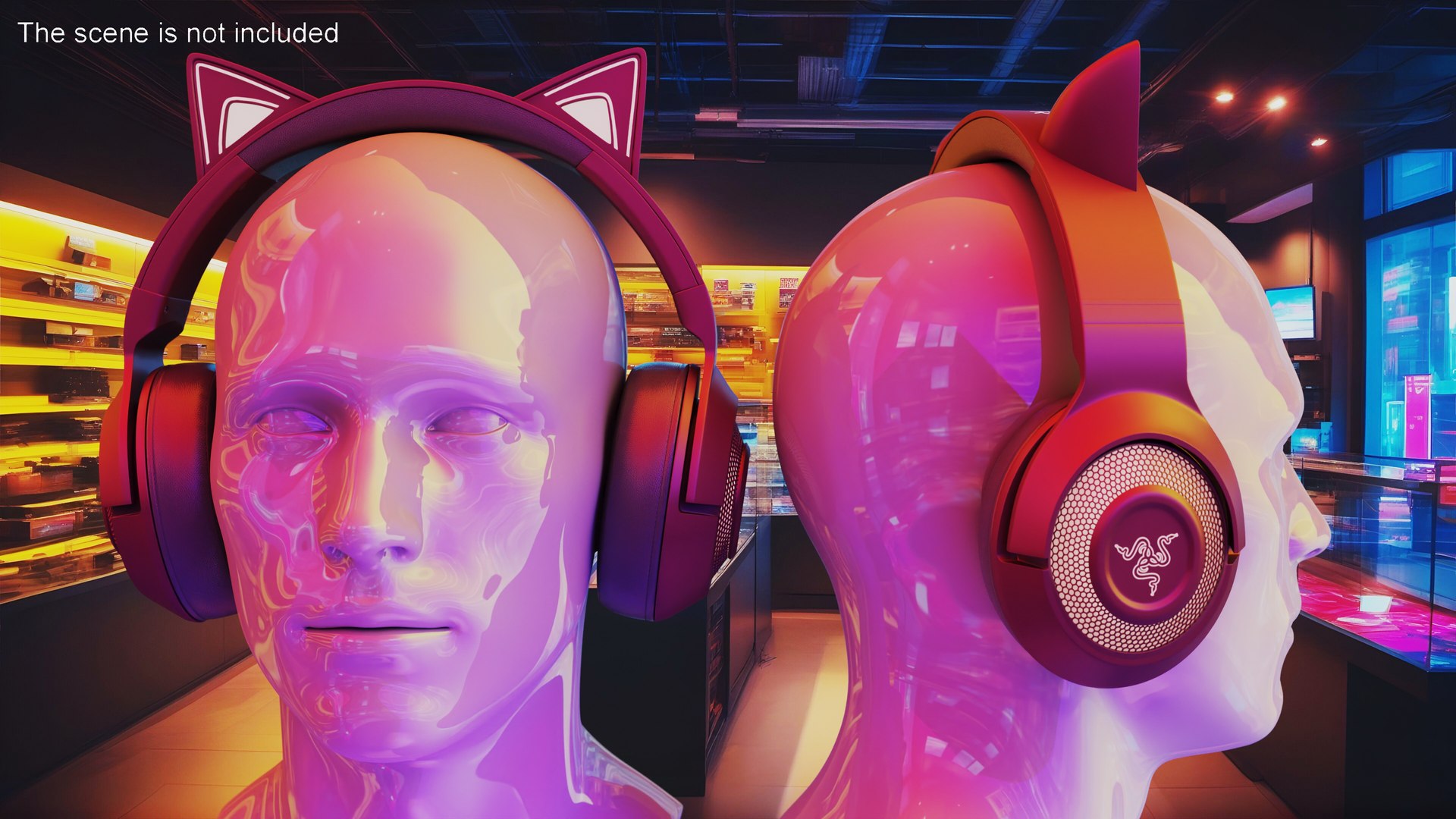 3D Razer Kraken BT Kitty Edition On Mannequin Head - TurboSquid 2117696