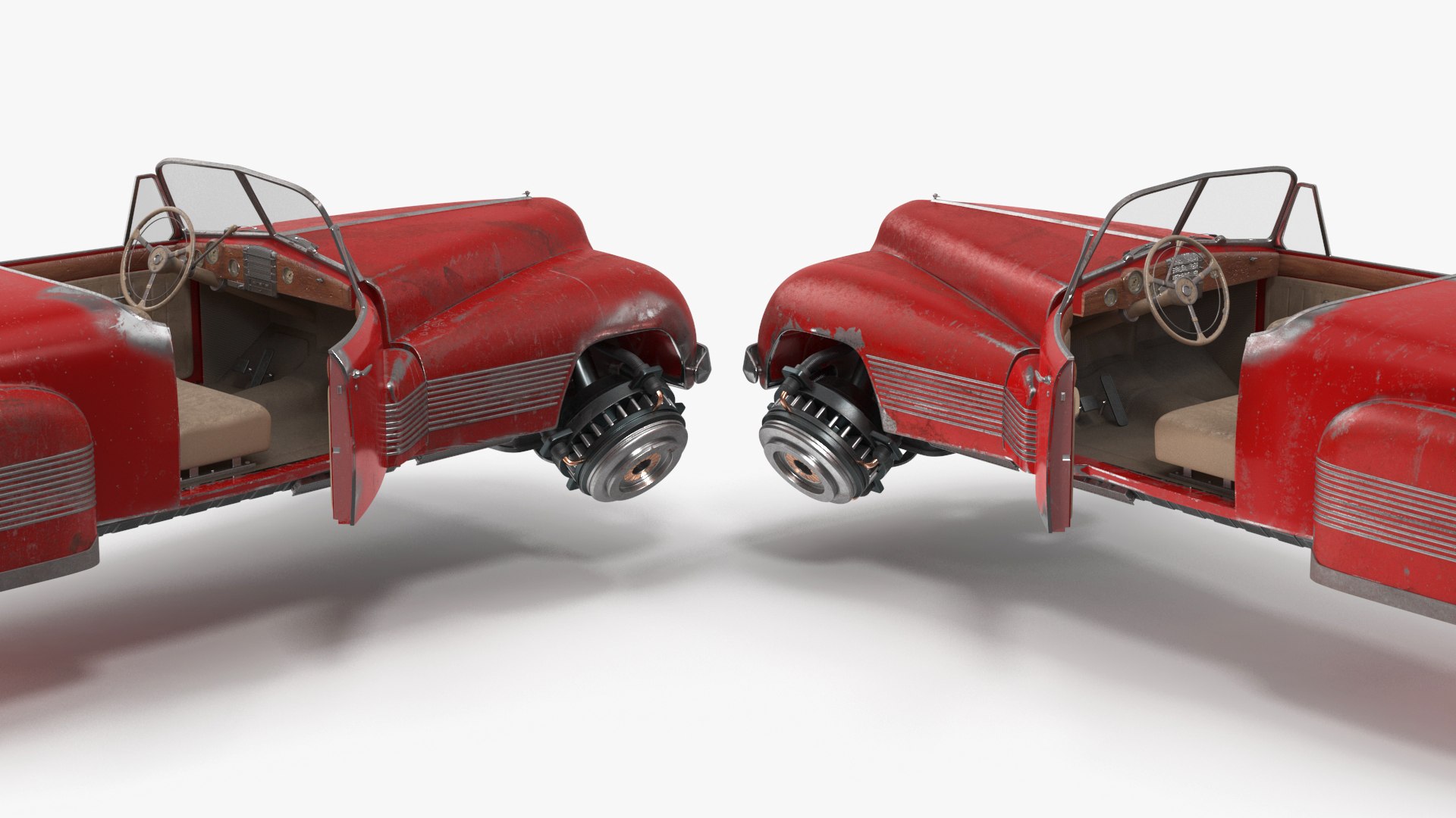 Red Retro Hovercar Old Rigged for Maya model - TurboSquid 2105635