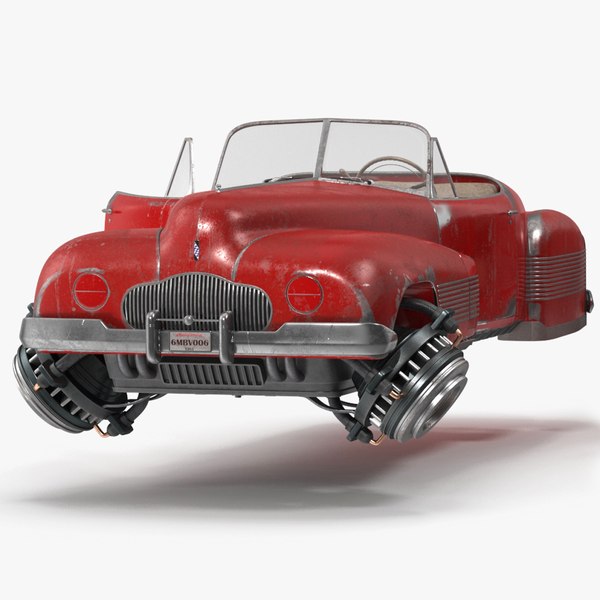 modelo 3d Red Retro Hovercar Old Rigged for Maya - TurboSquid 2105635