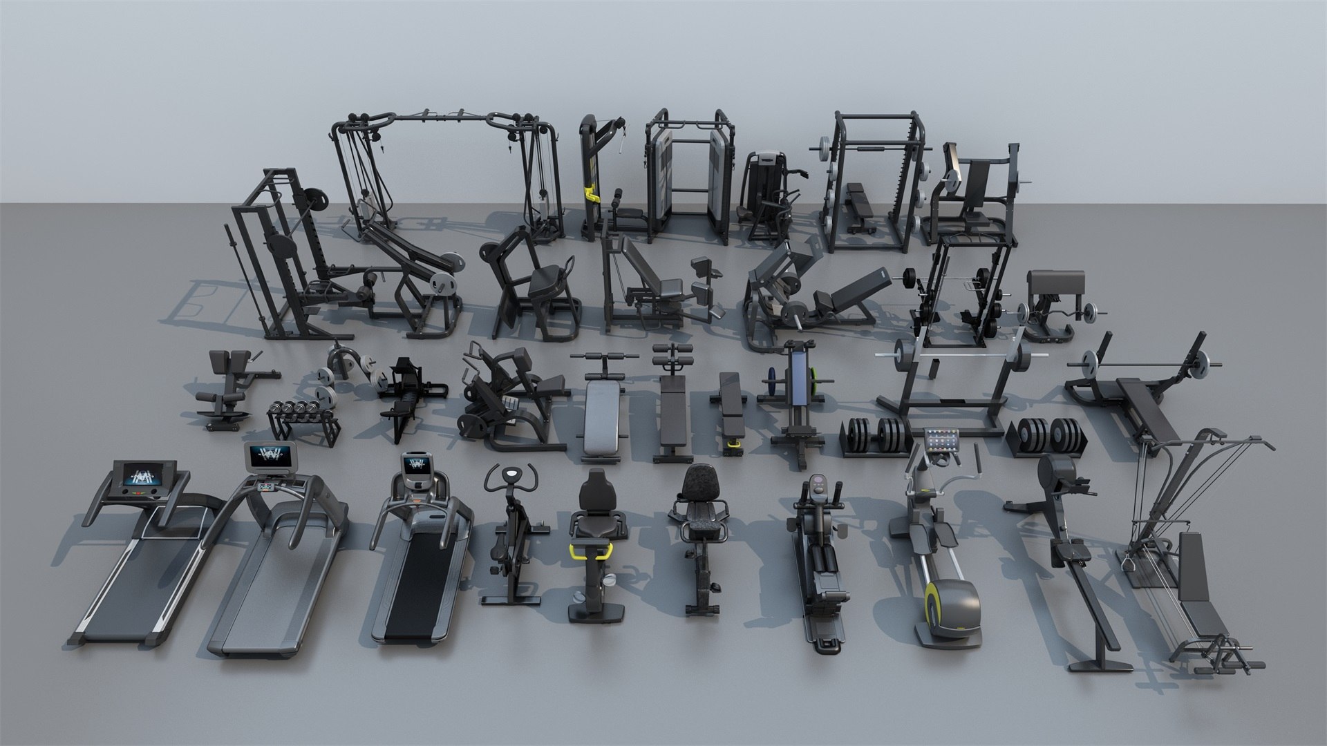 A Collection Of Fitness Equipment 3D Model - TurboSquid 2192872
