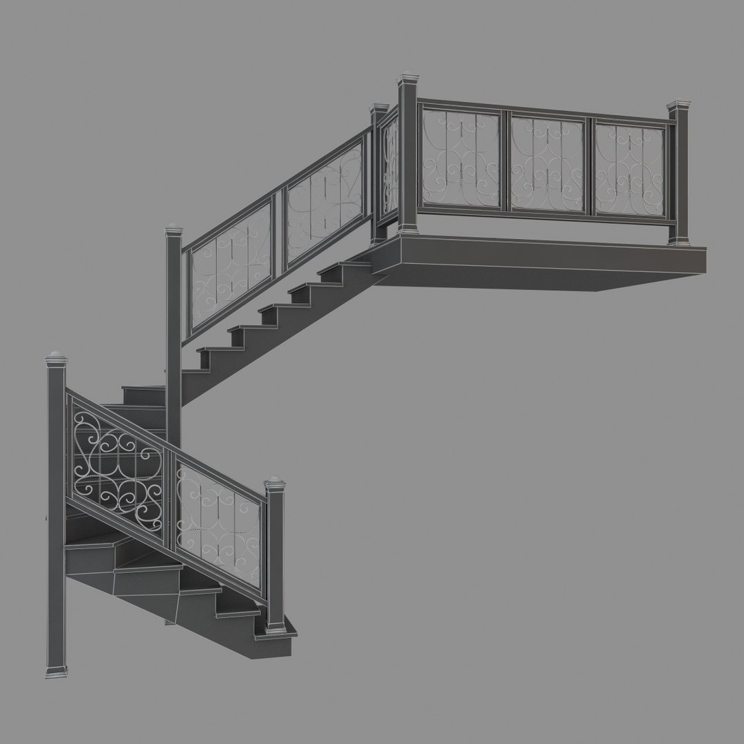 obj stairs forged railing