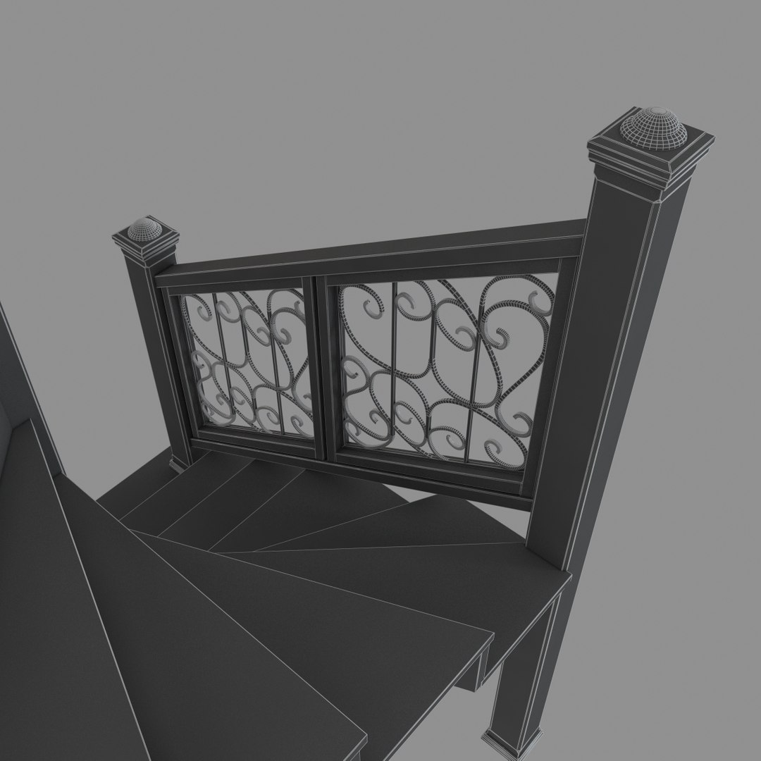 obj stairs forged railing