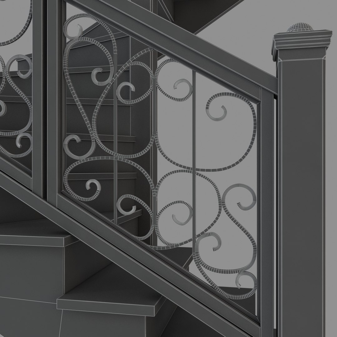 obj stairs forged railing