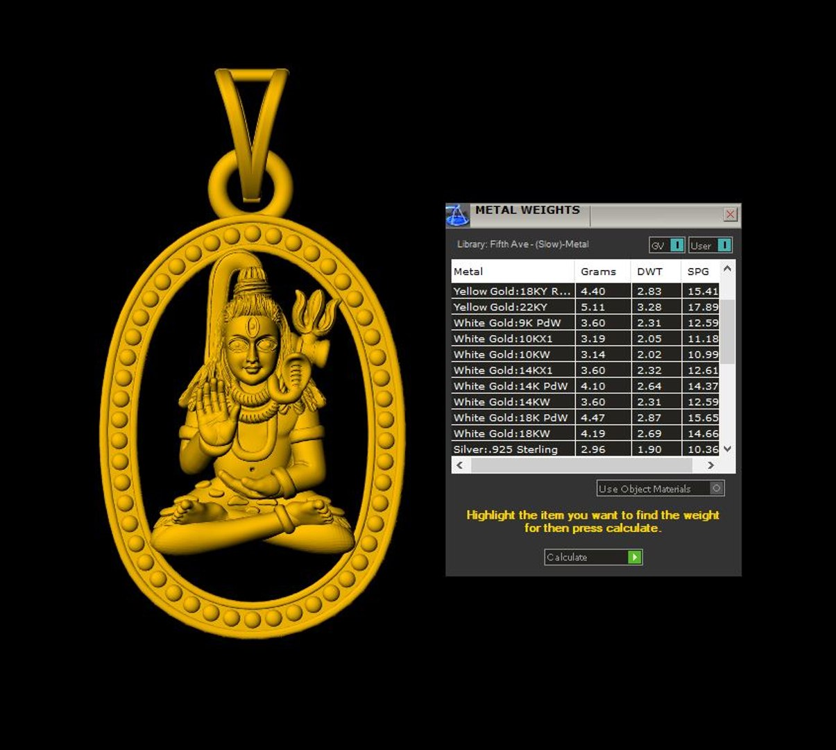 3D Lord Shiva Pendant - 0092 - TurboSquid 2396586