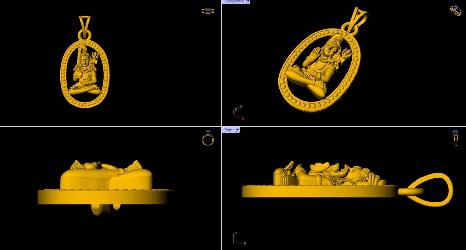 3D Lord Shiva Pendant - 0092 - TurboSquid 2396586