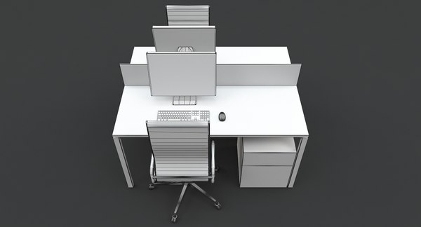 3D dual desk unit model - TurboSquid 1297857