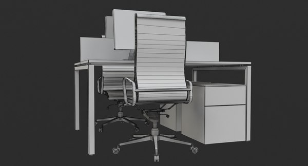 3D dual desk unit model - TurboSquid 1297857