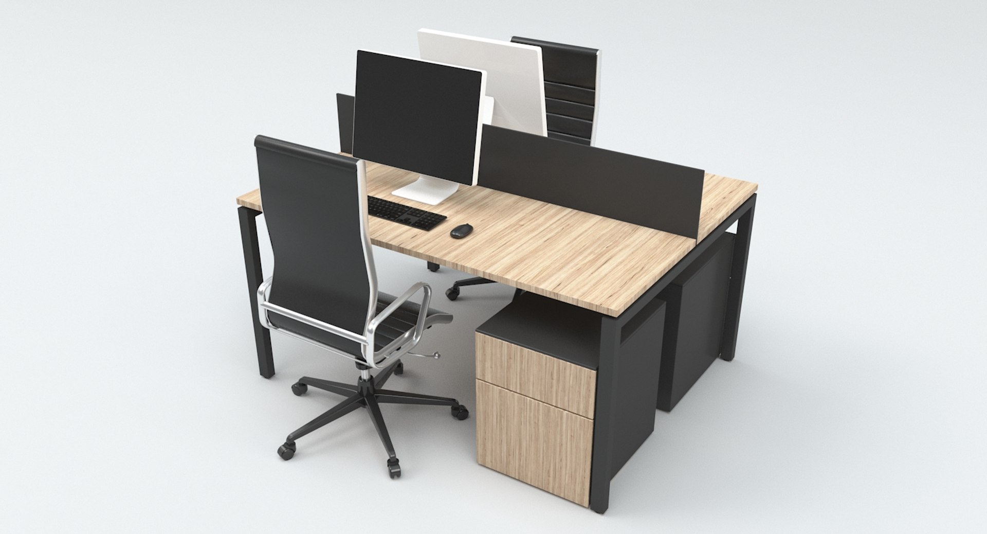 3D Dual Desk Unit Model - TurboSquid 1297857