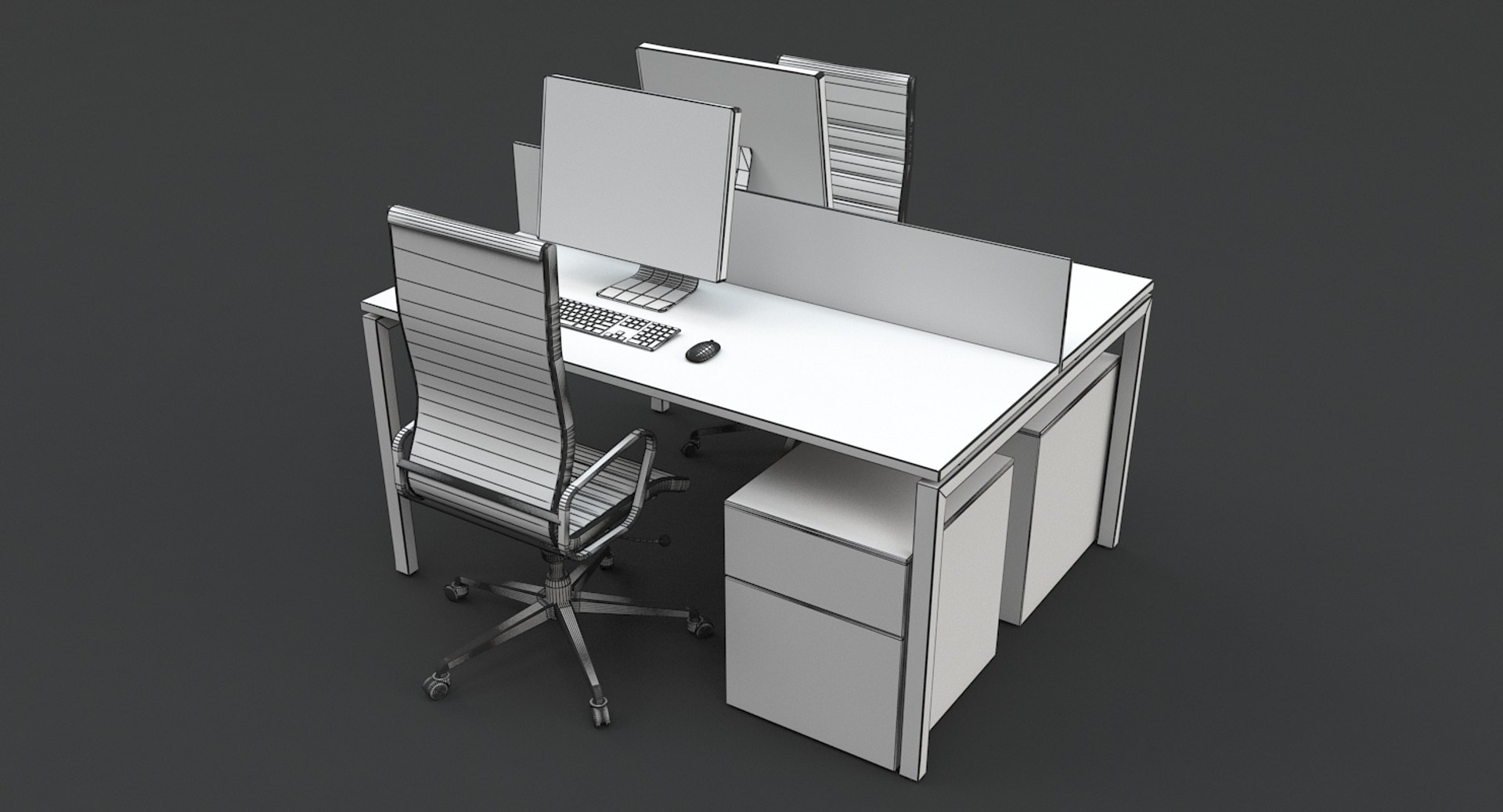 3D Dual Desk Unit Model - TurboSquid 1297857