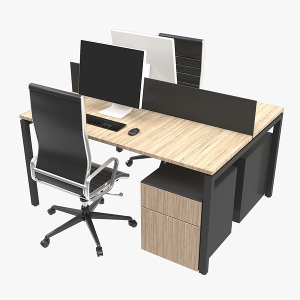 3D dual desk unit model - TurboSquid 1297857