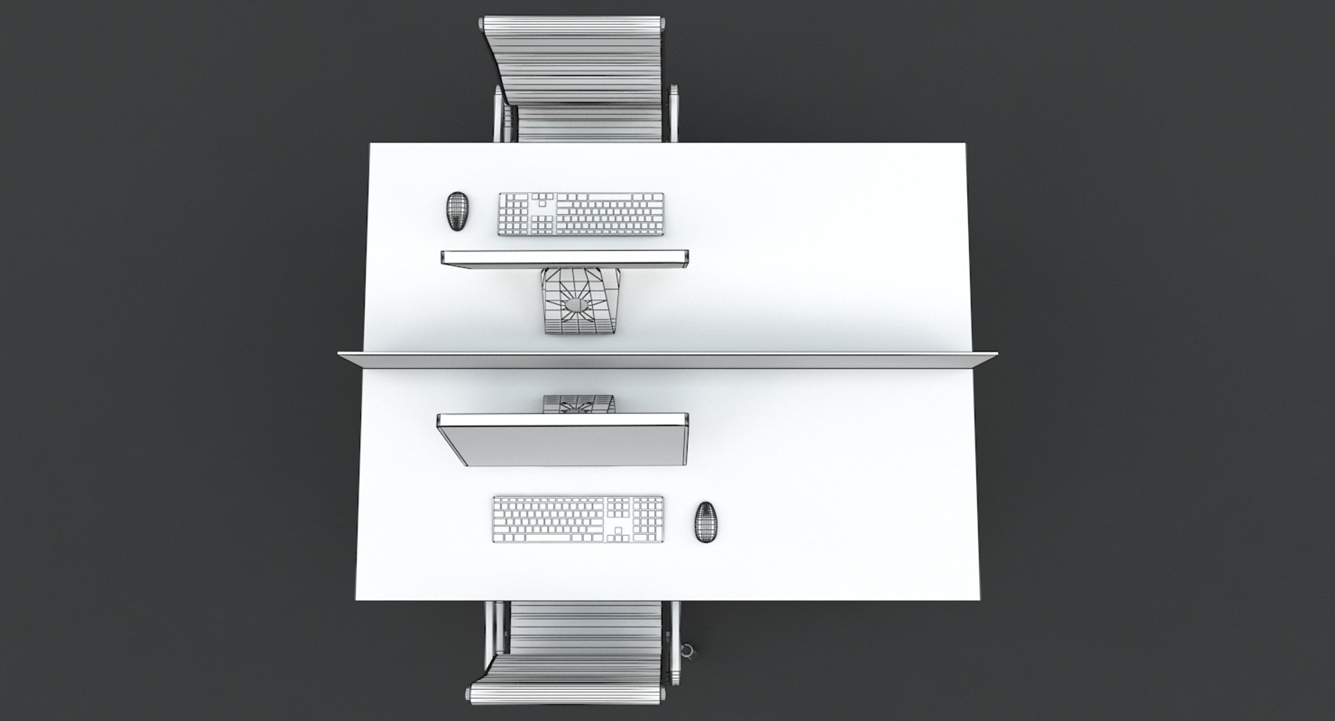 3D Dual Desk Unit Model - TurboSquid 1297857