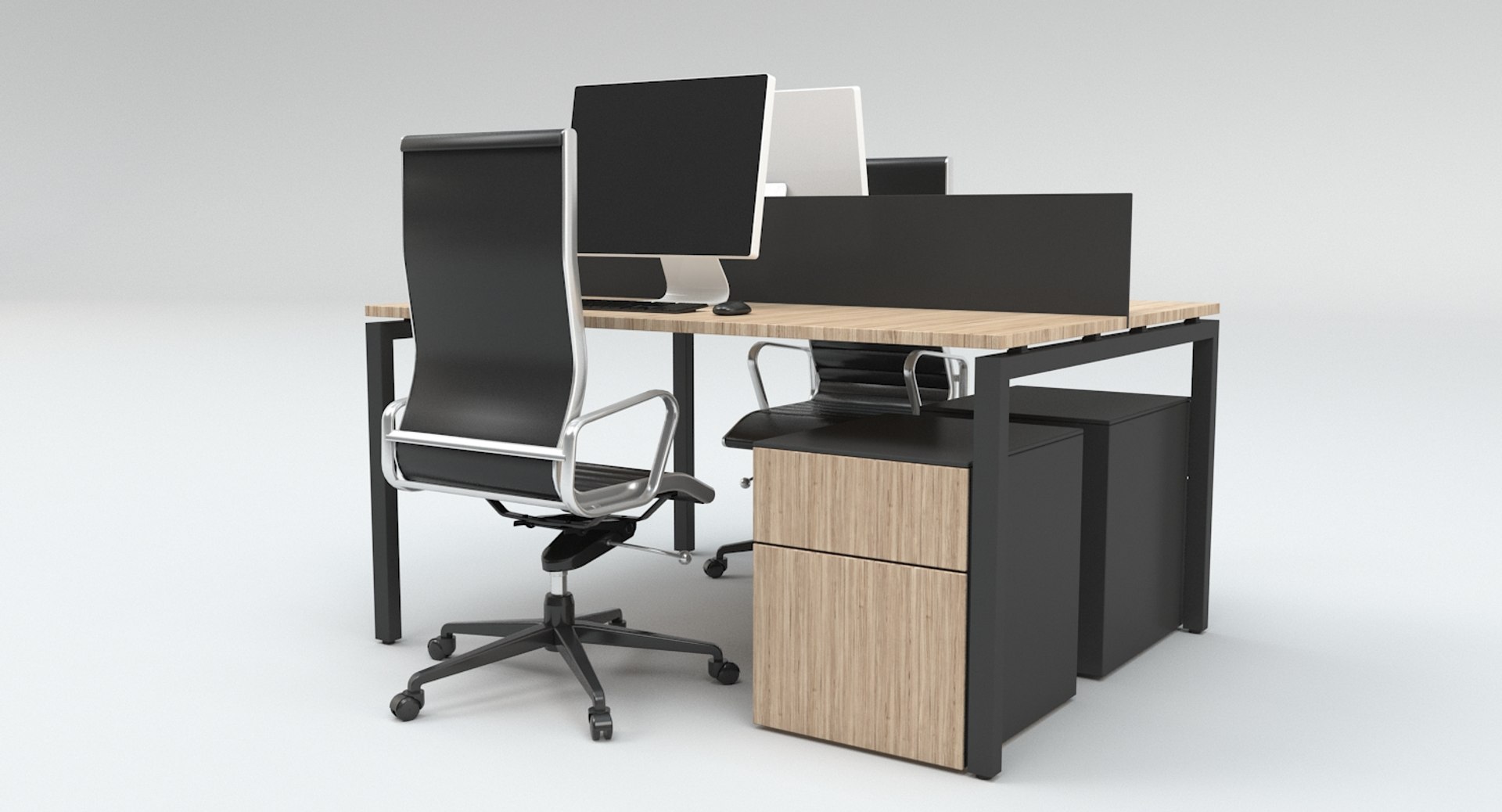 3D Dual Desk Unit Model - TurboSquid 1297857
