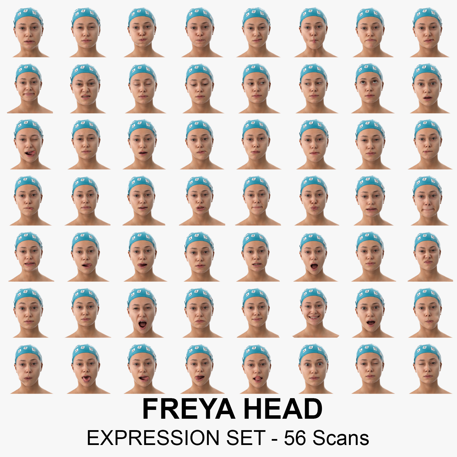 modelo 3d Freya Clean Scans Full Expression Set - Colección 56 poses ...