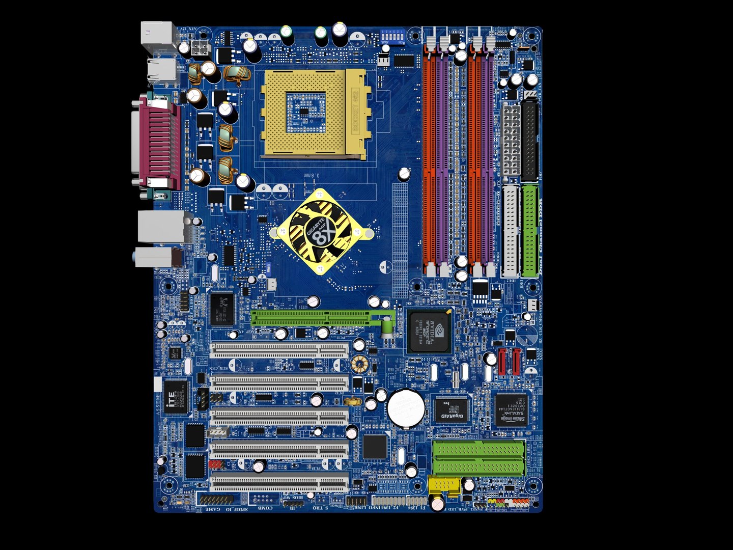 3d Model Of Mainboard Gigabyte