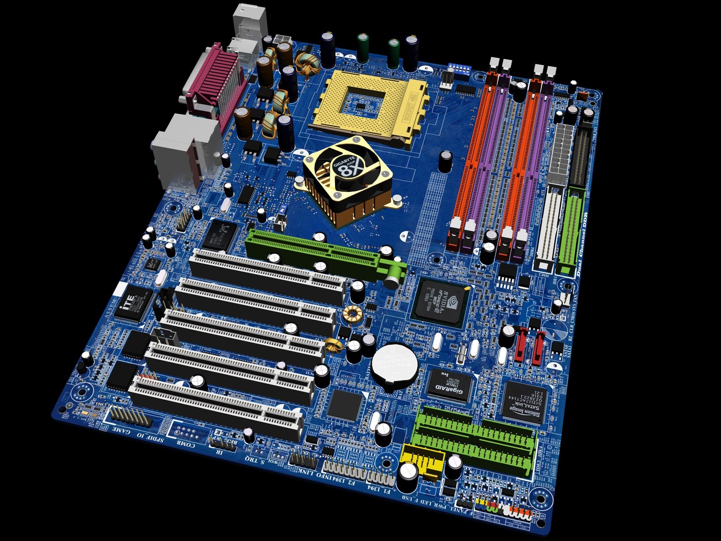3d Model Of Mainboard Gigabyte