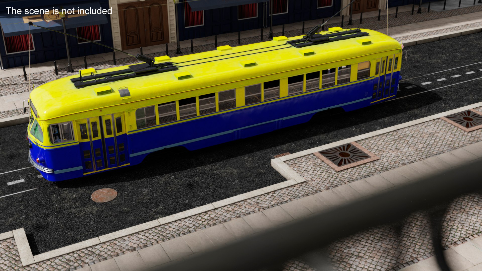 3D Antique Tram Yellow Blue Model - TurboSquid 2317627