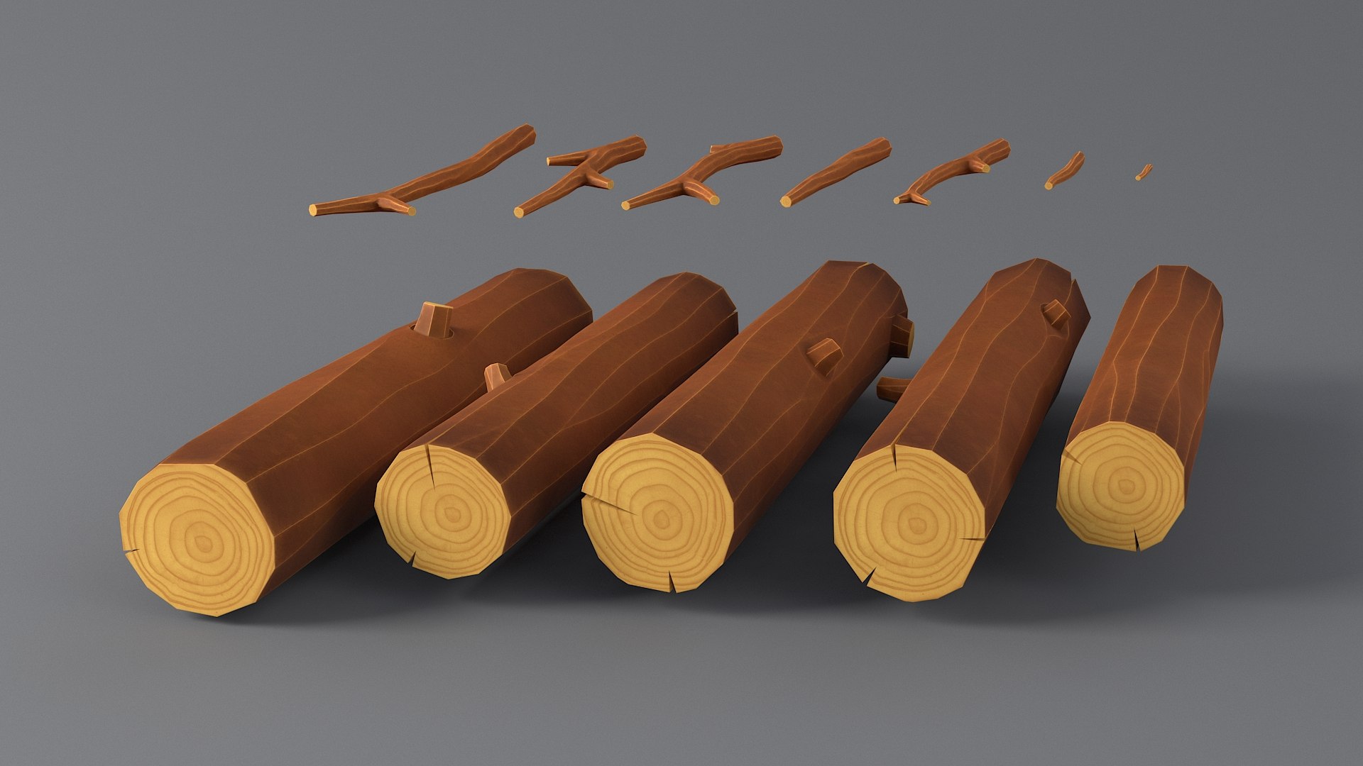Cartoon Log And Twigs Pack Model - TurboSquid 1912460