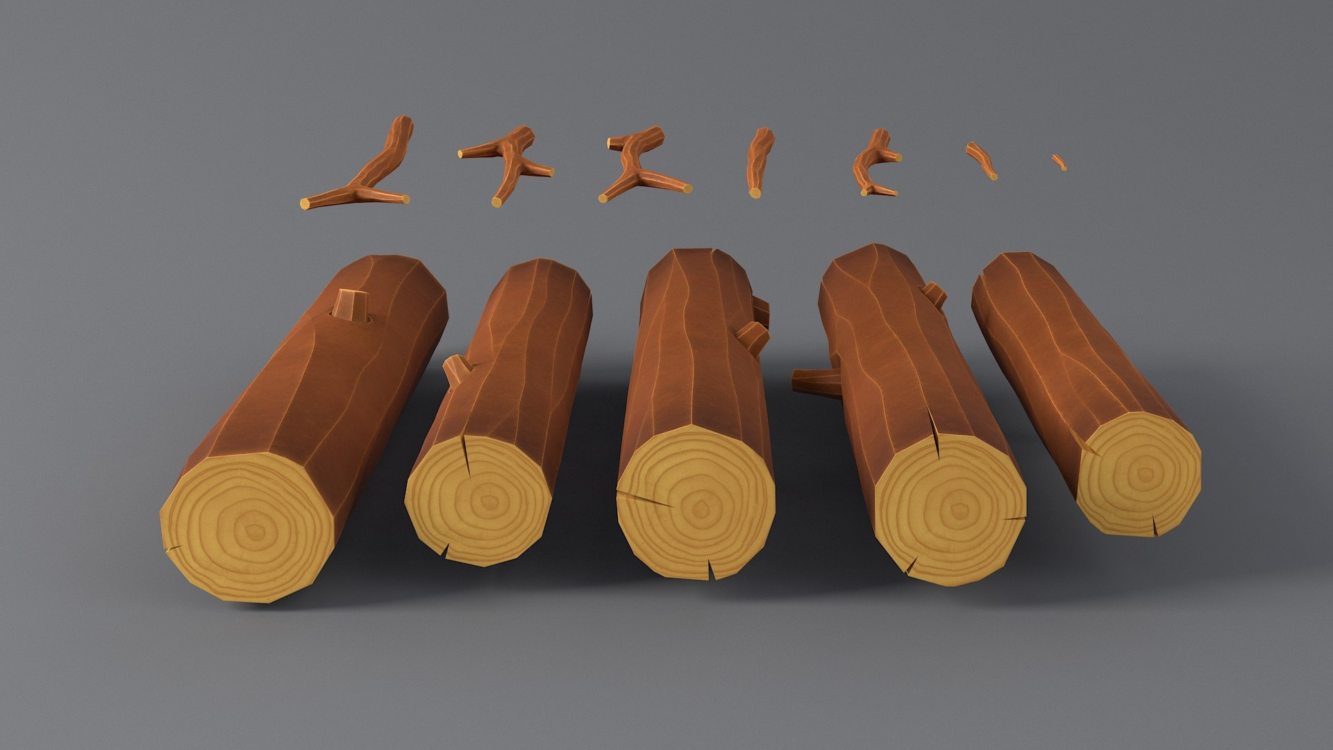 Cartoon Log And Twigs Pack Model - TurboSquid 1912460