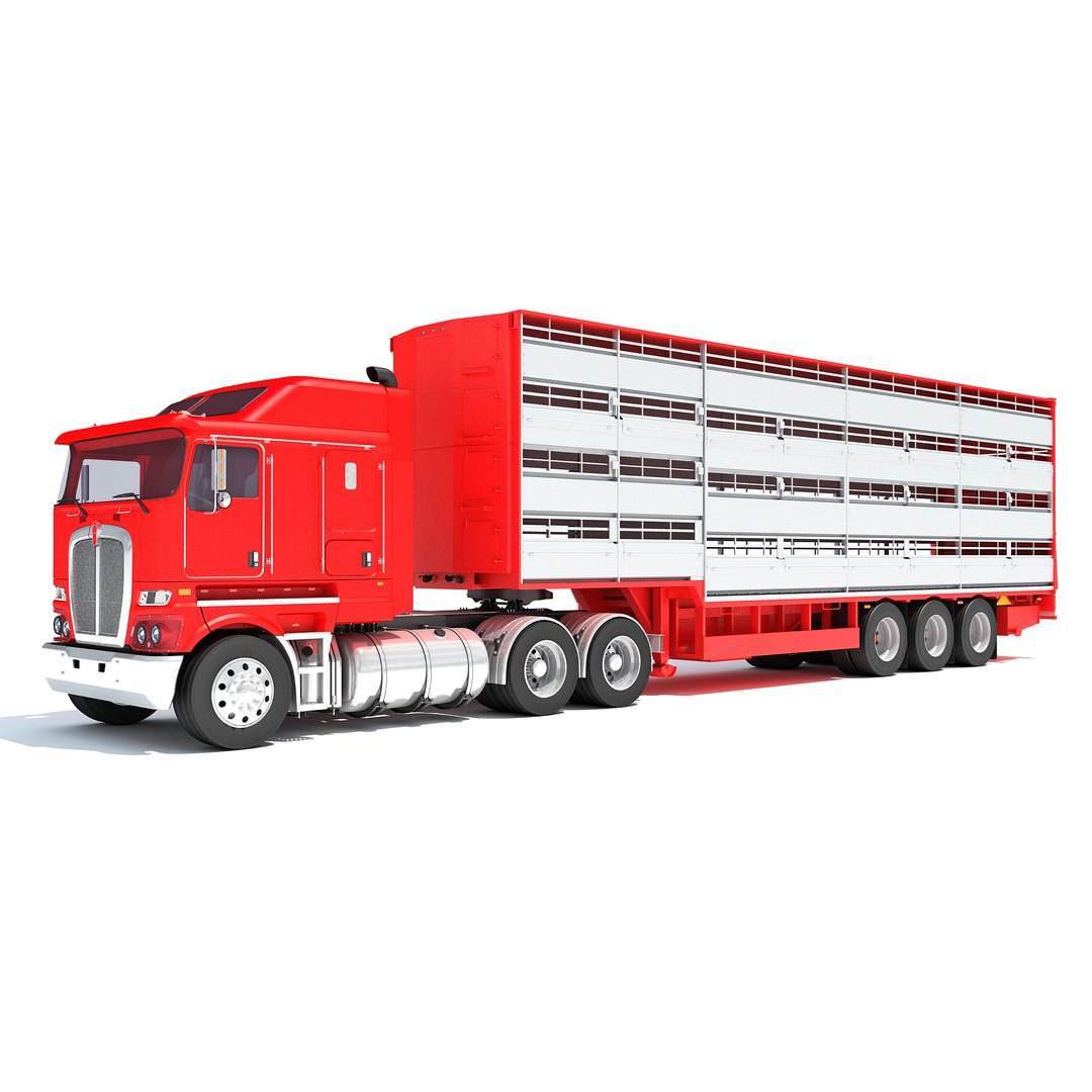 Truck with Animal Transporter Trailer model - TurboSquid 2159744
