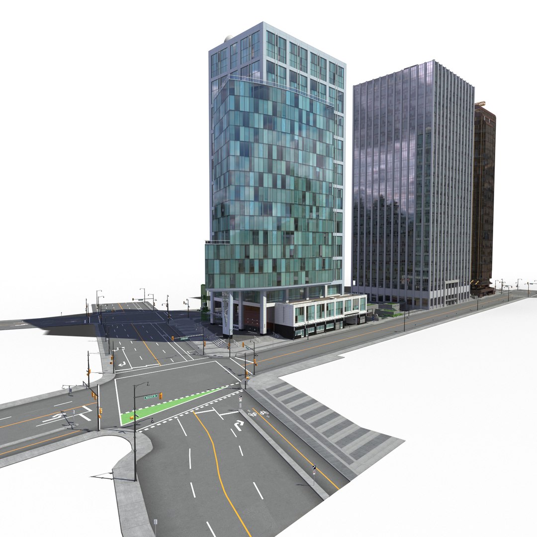 3ds max block office buildings 3