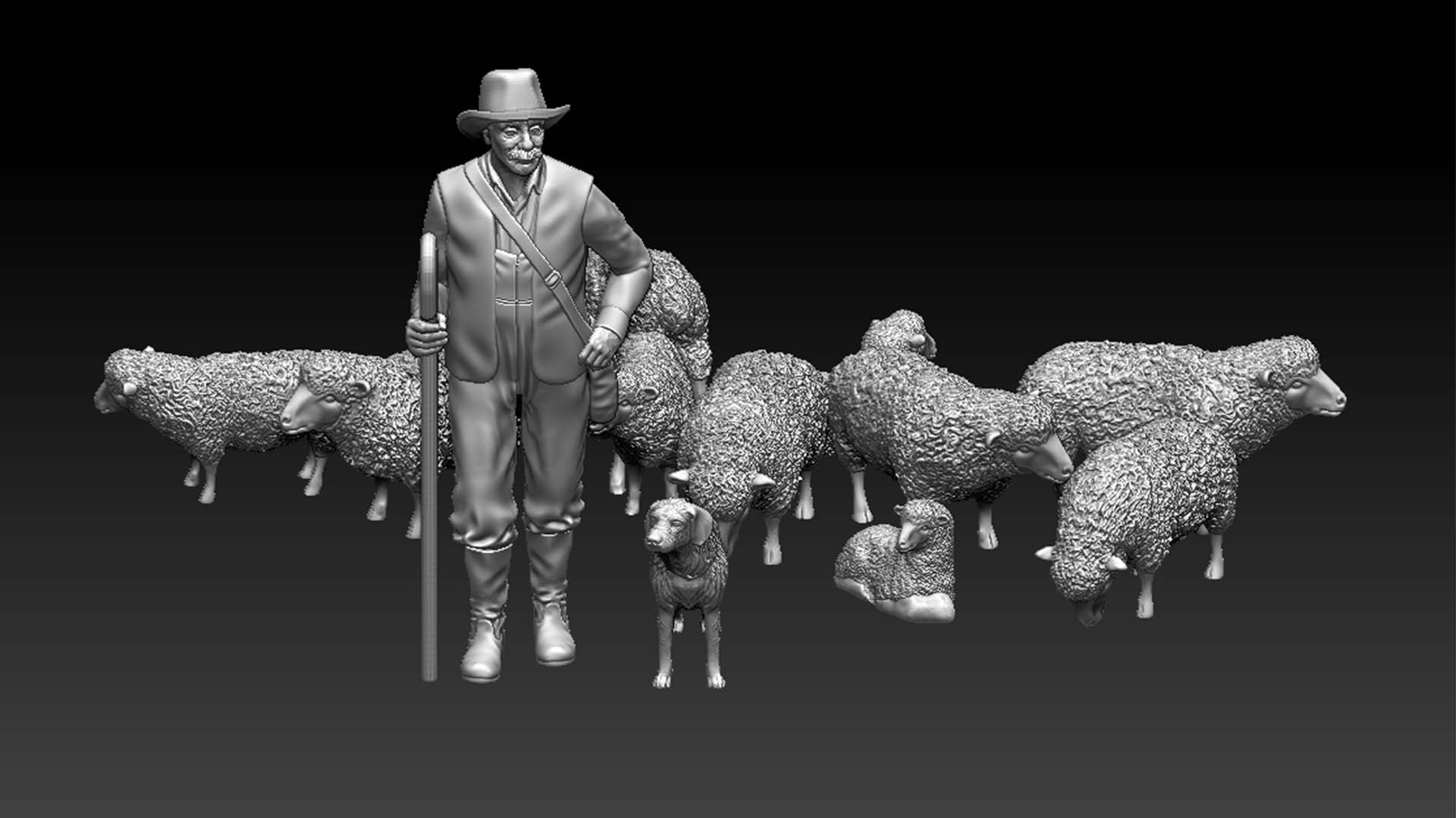 Shepherd And Sheep 3D Model - TurboSquid 1777479