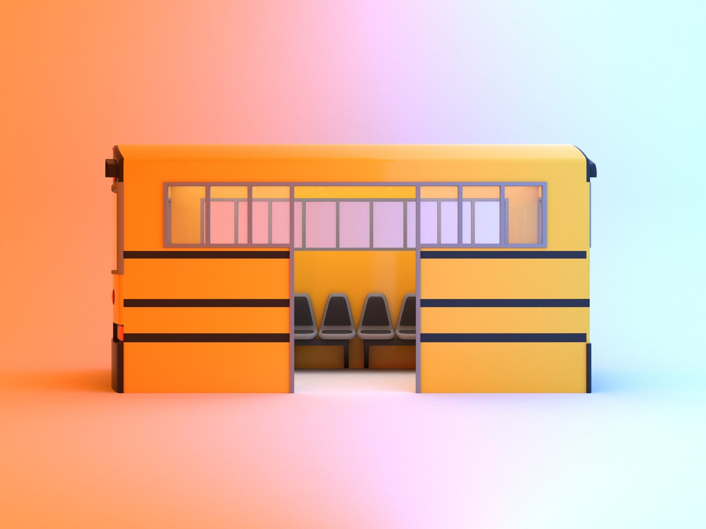 3D Retro Original ICRE School Bus Stop - TurboSquid 1816370