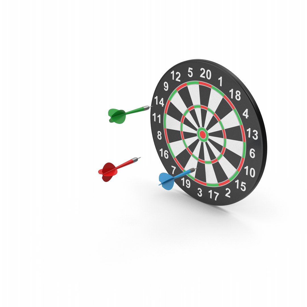 Dartboard And Flying Darts model - TurboSquid 2100509