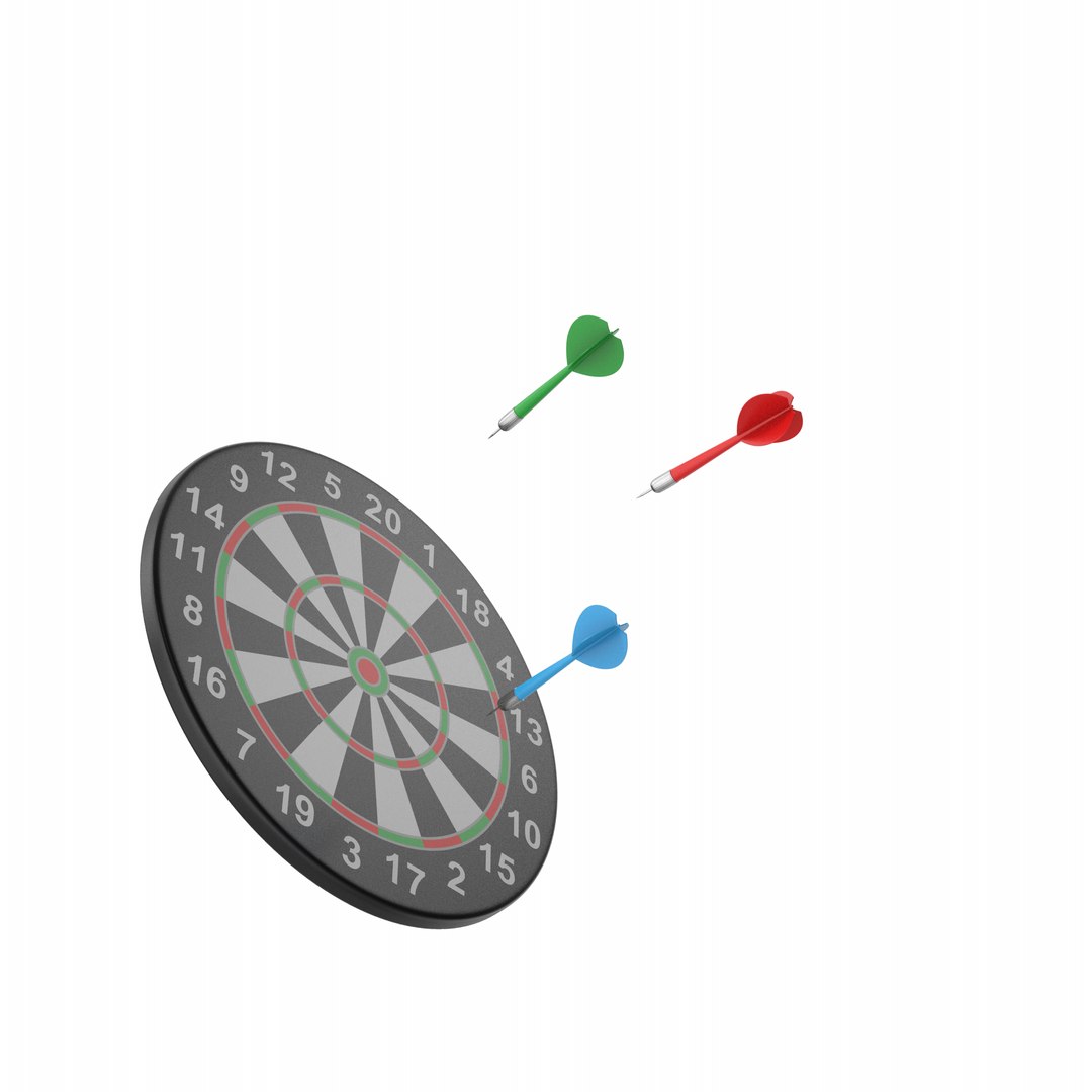 Dartboard And Flying Darts model - TurboSquid 2100509