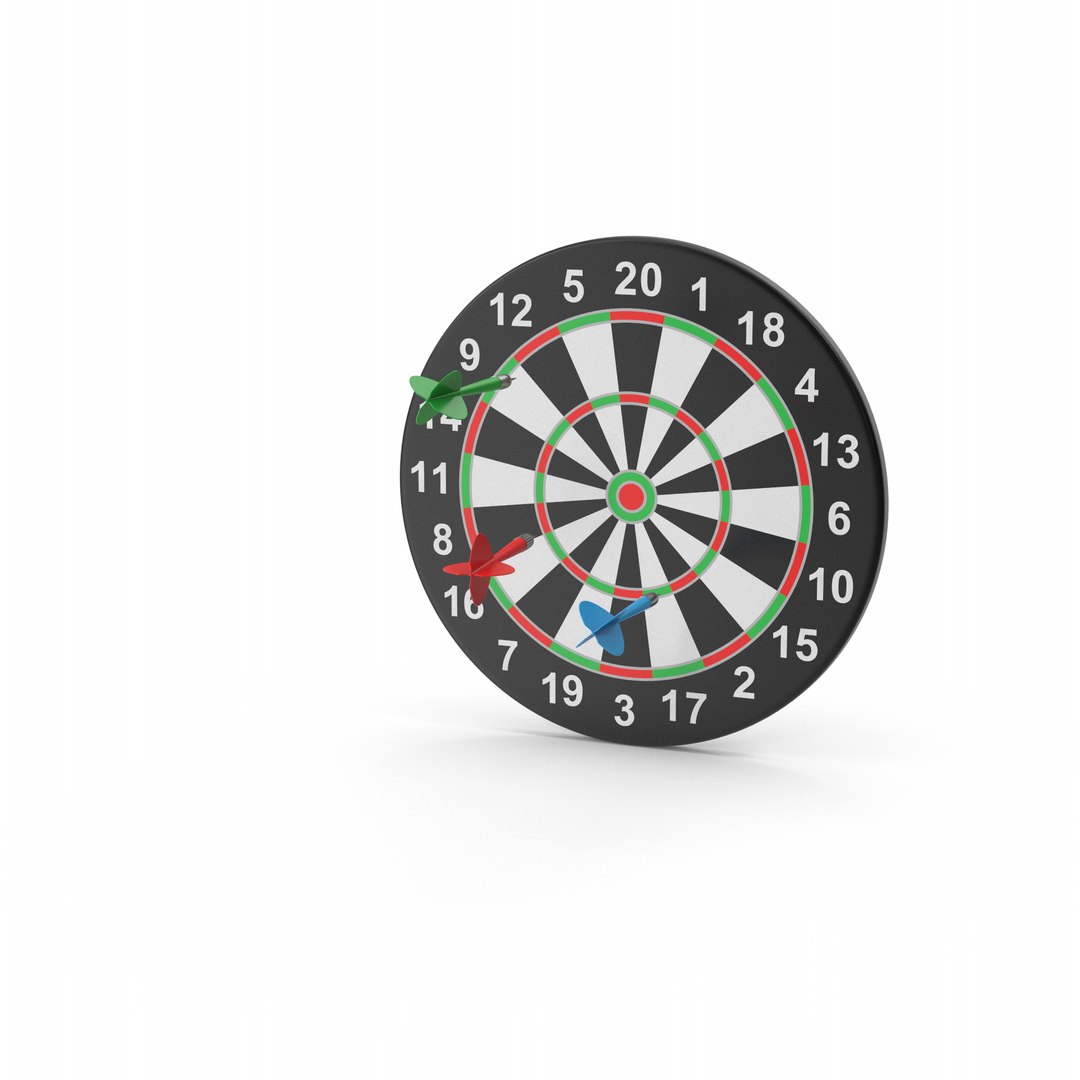 Dartboard And Flying Darts model - TurboSquid 2100509