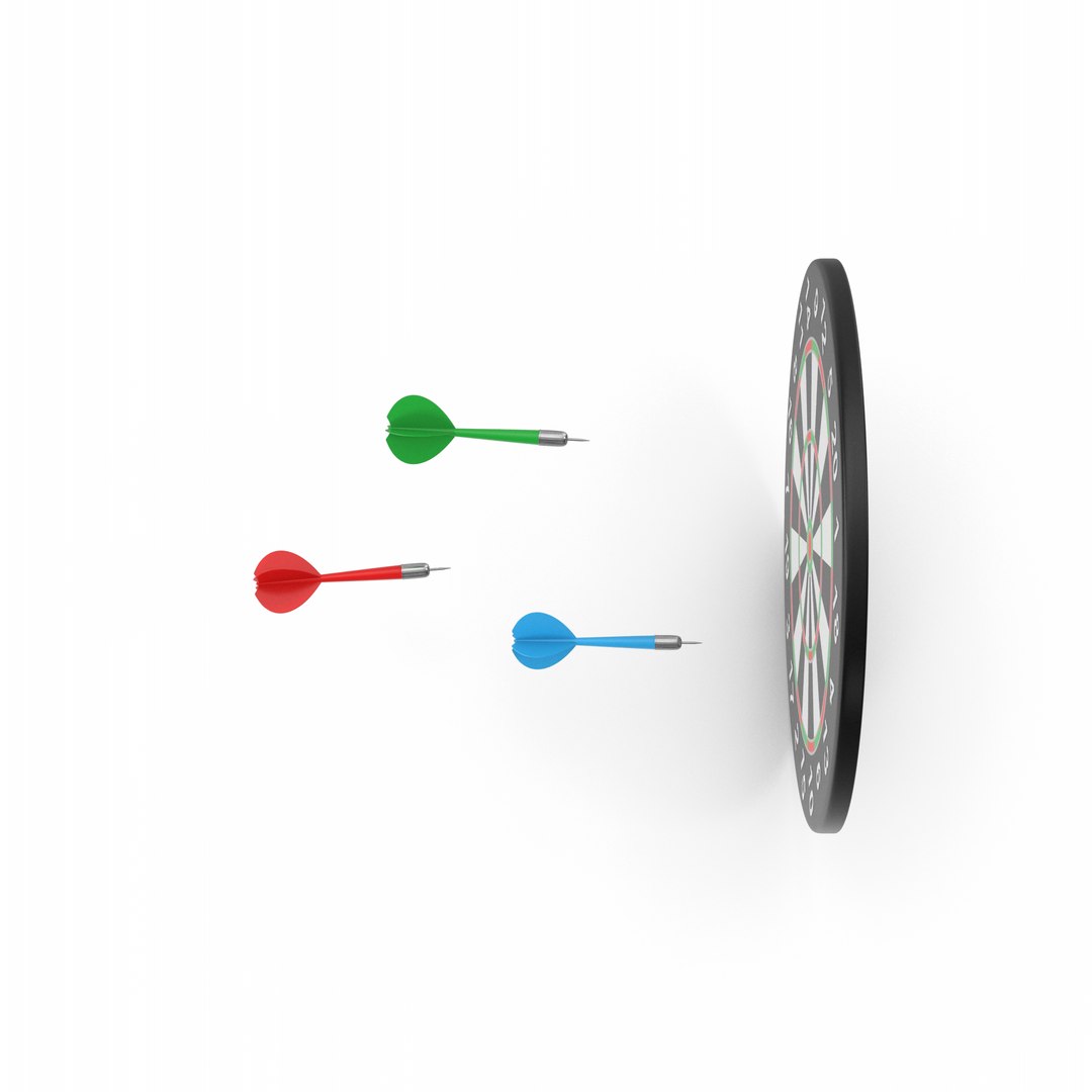 Dartboard And Flying Darts model - TurboSquid 2100509