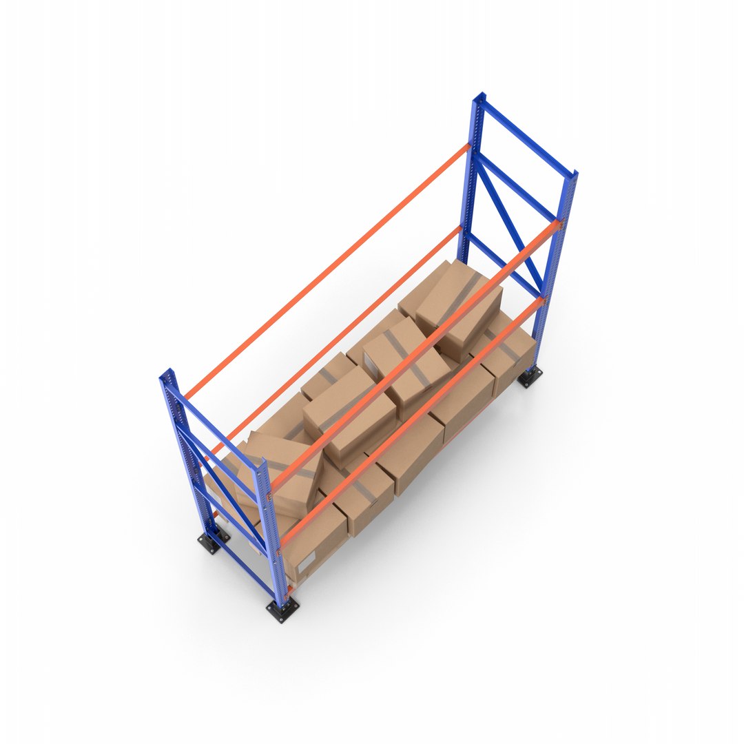 Warehouse Pallet Rack And Cardboard Boxes 3D Model - TurboSquid 2161172