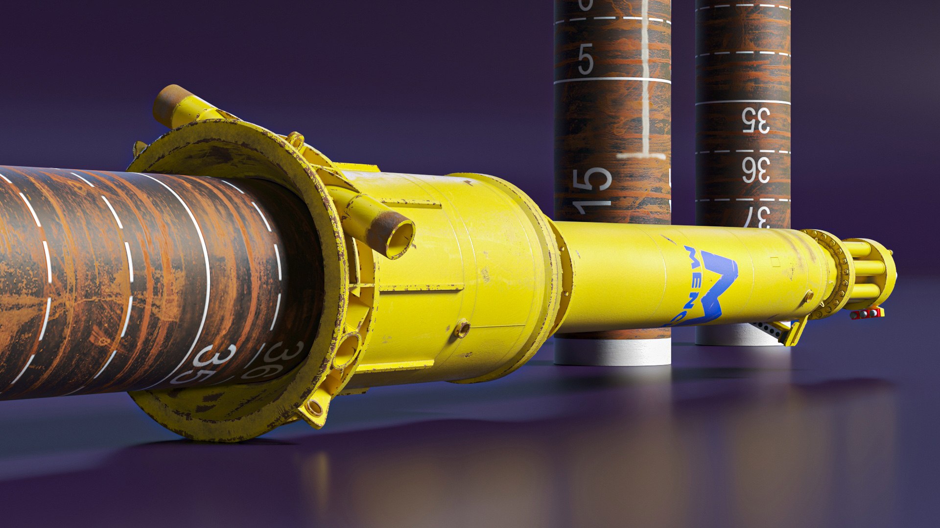 3D Model Offshore Hydraulic Hammer MENCK Old - TurboSquid 2341350