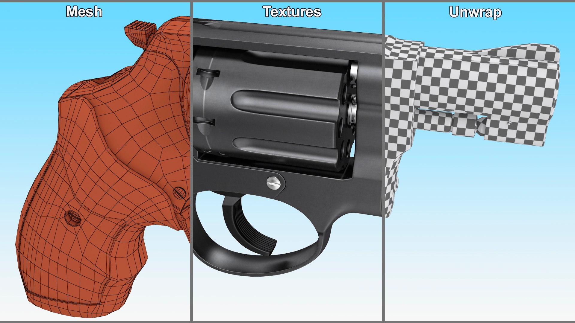 3D Small Black Revolver model - TurboSquid 2154619