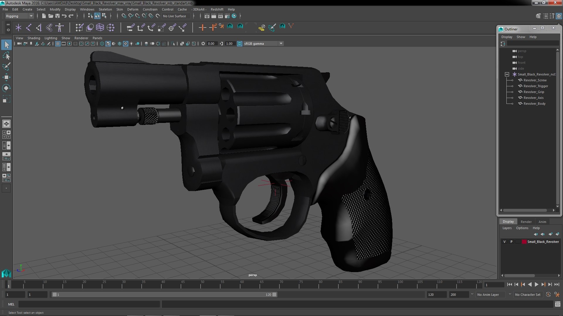 3D Small Black Revolver model - TurboSquid 2154619
