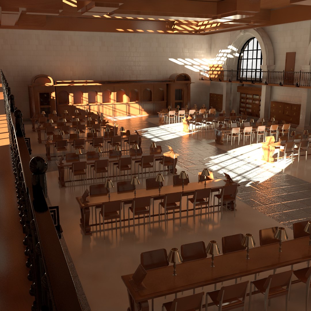 3d Model Library Interior 1
