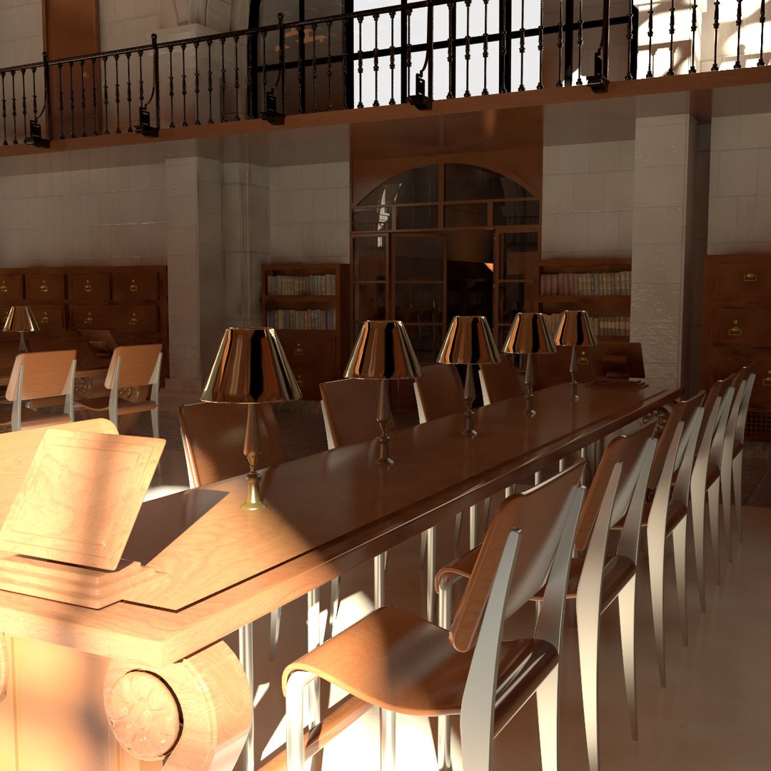 3d Model Library Interior 1