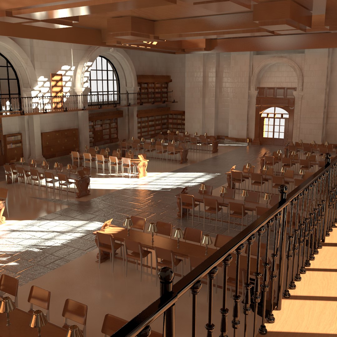 3d Model Library Interior 1