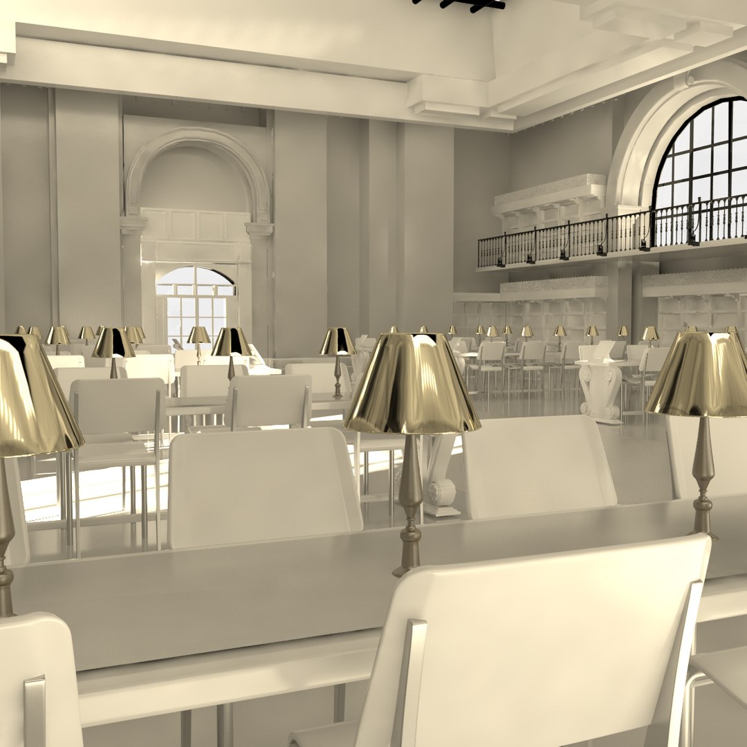 3d Model Library Interior 1