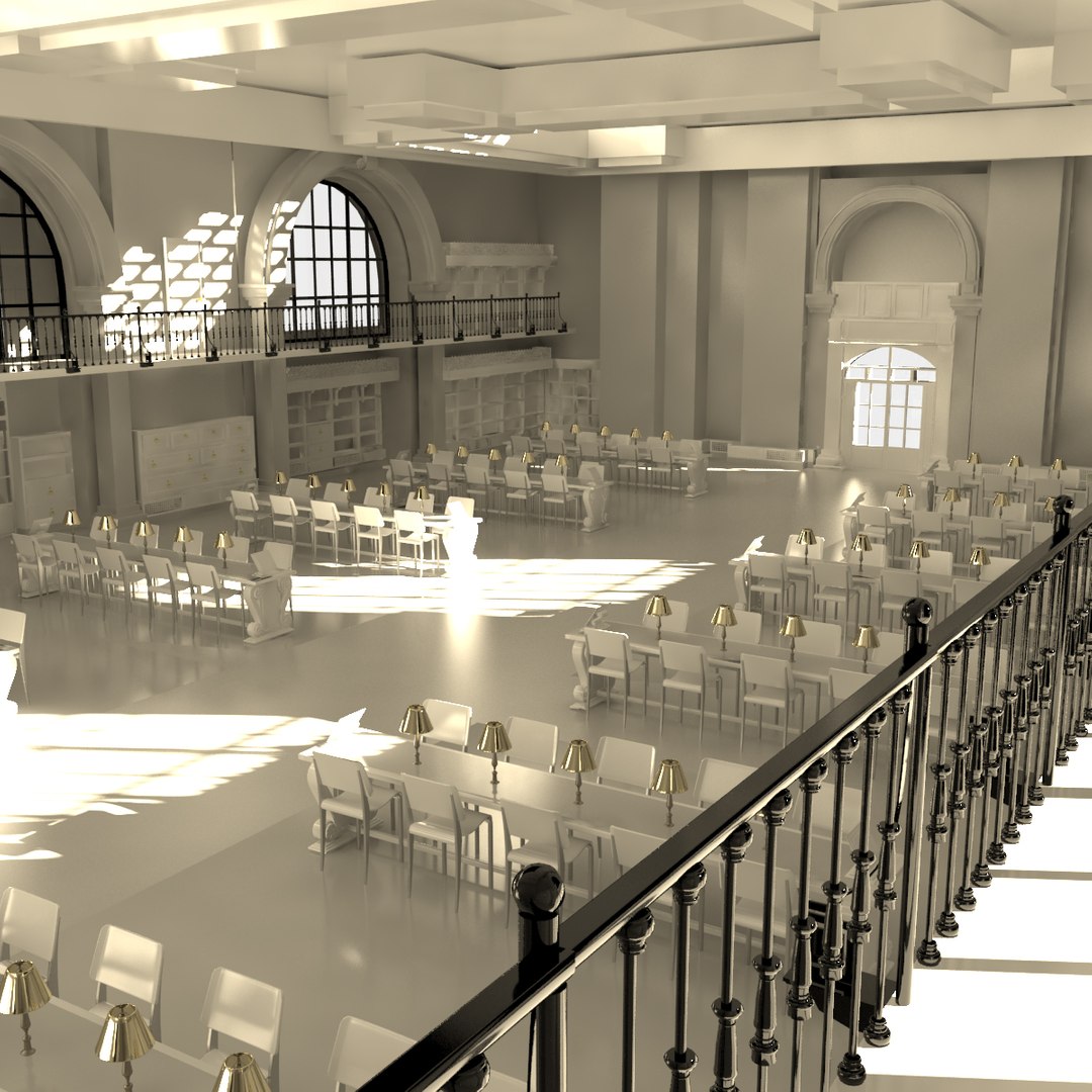 3d Model Library Interior 1