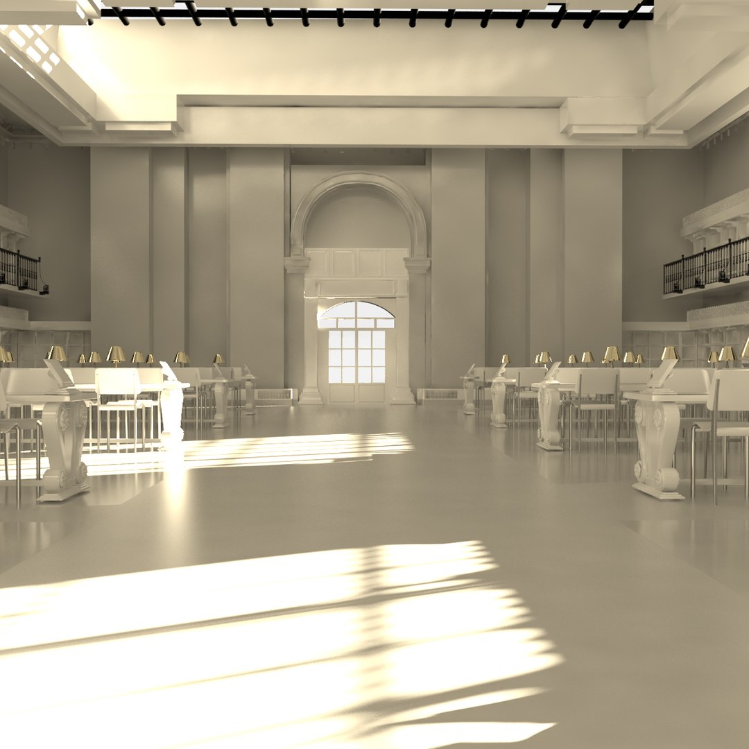 3d Model Library Interior 1