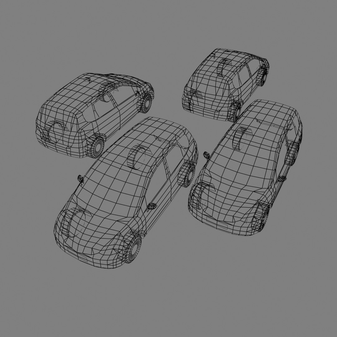 3d car 4 color model